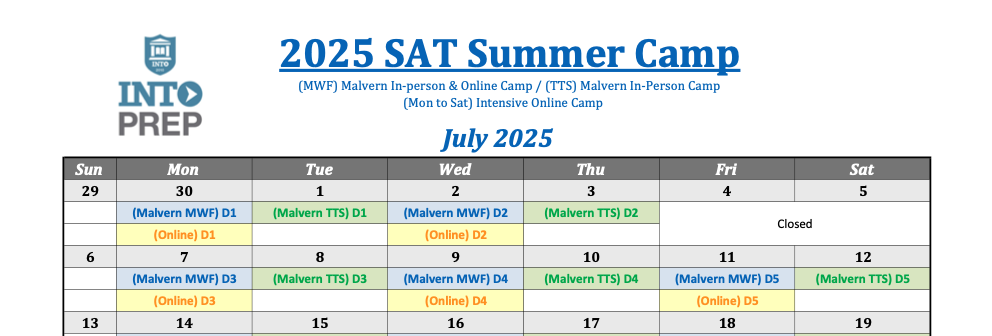 2025 SAT Summer Camp | INTO Prep